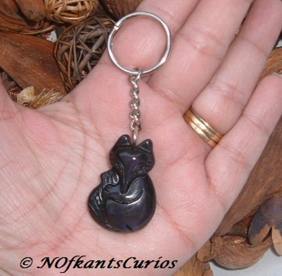 Midnight Fox! Rainbow Obsidian Gemstone Carved... - Folksy