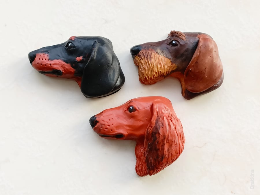Dachshund head brooch - made to order - Folksy