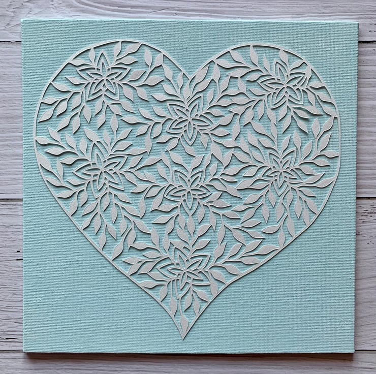 'Floral Lace Heart' Original Hand Cut Papercut... - Folksy