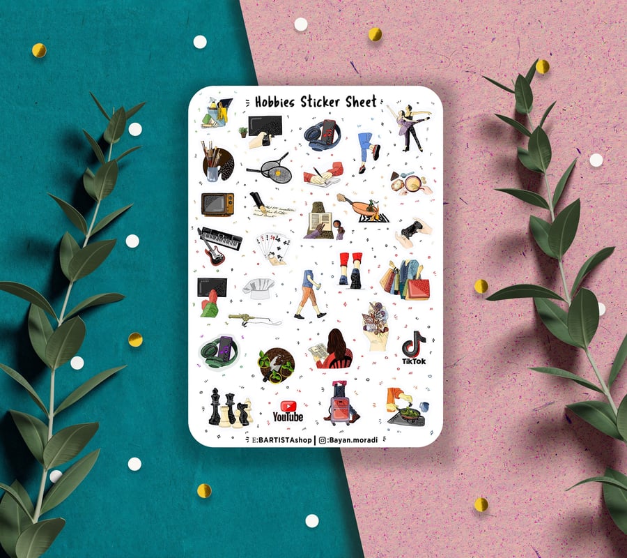 Hobbies Sticker Sheet, Free time stickers, Plan... - Folksy