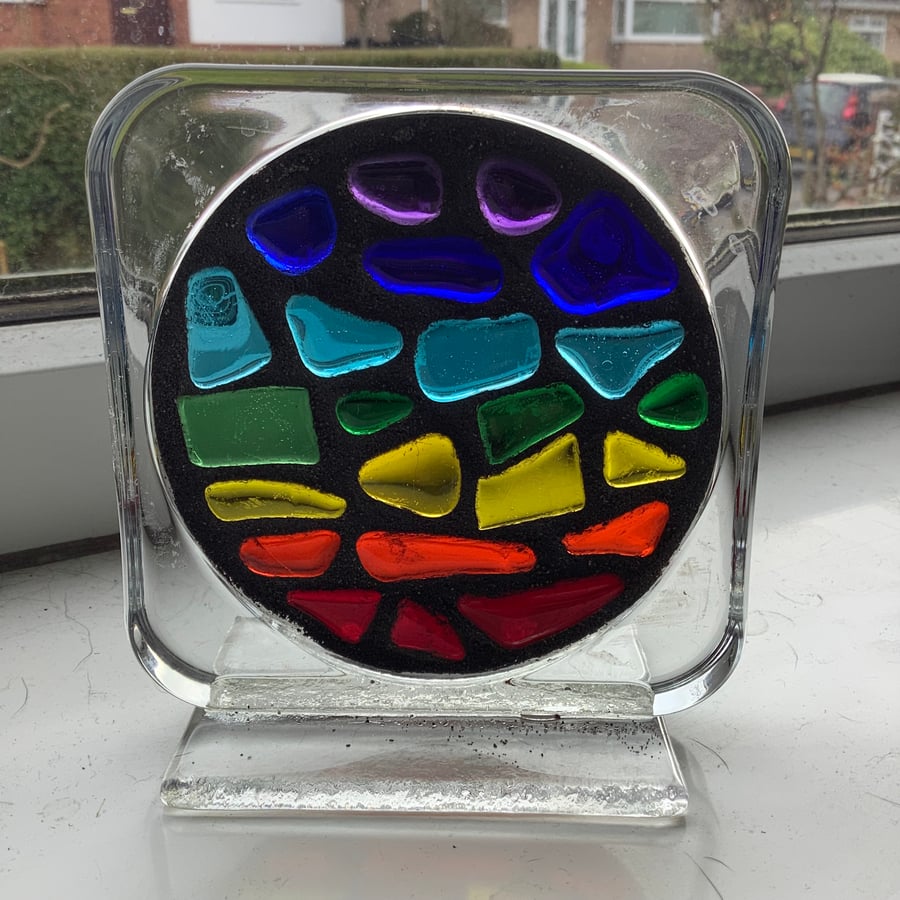 Freestanding rainbow mosaic suncatcher - Folksy