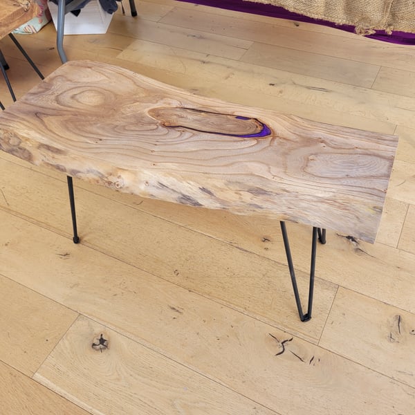 Elm live edge table with resin inlay - Folksy