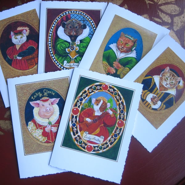 Tudor Animal Greetings Cards, Get One Free - Folksy