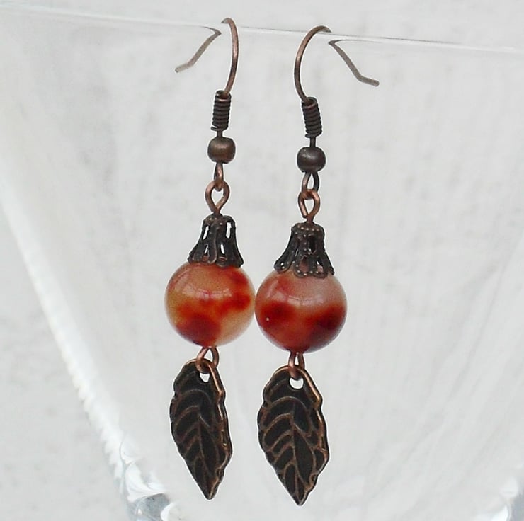 Red kunzite and copper earrings - Folksy