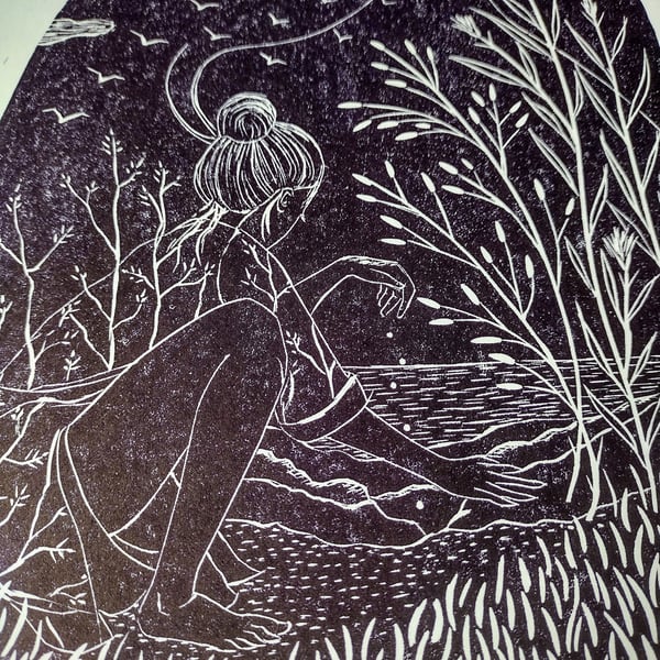 'Sow I am' linocut art print in dark purple - Folksy