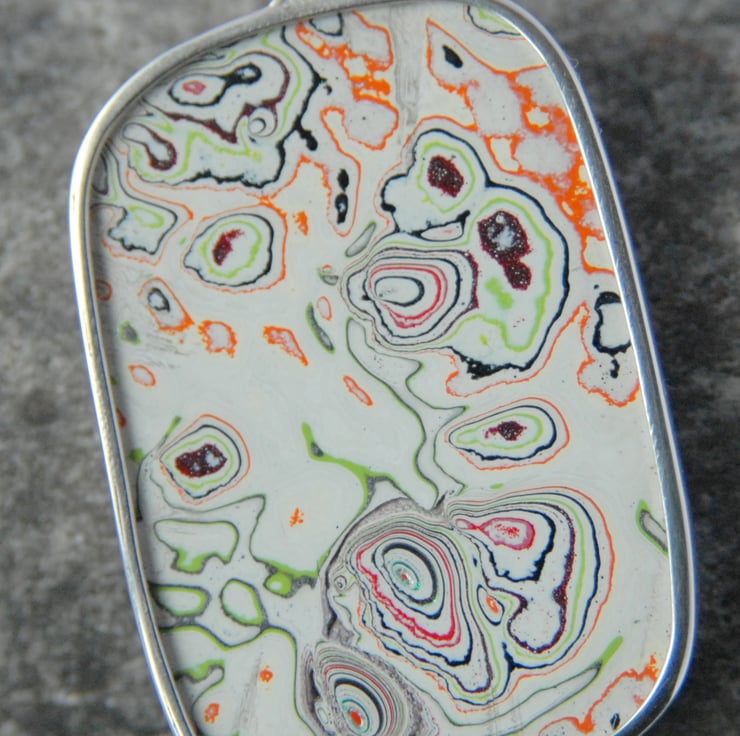 Super swirly oblong fordite and sterling silver... - Folksy
