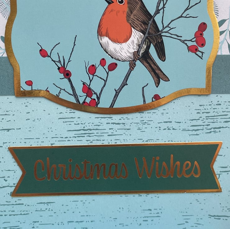 Christmas wishes Robin on a branch Christmas card - Folksy