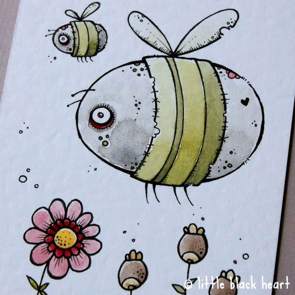 zom-bees! - original aceo - Folksy