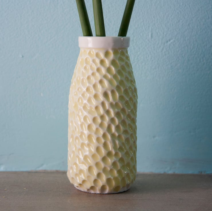Yellow Milk Bottle Vase - Folksy