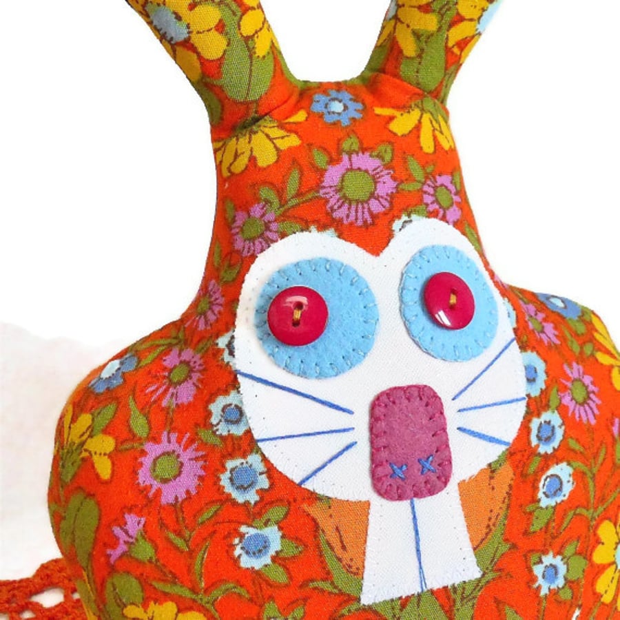 SALE Vintage fabric Retro Rabbit - Folksy