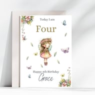 Fairy 4th Birthday Card, Custom Birthday Card, ... - Folksy