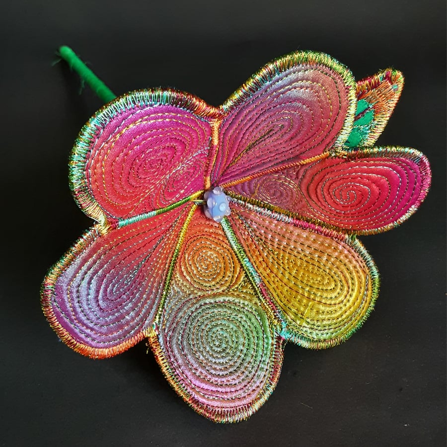 Rainbow Textile Art Flower - Folksy