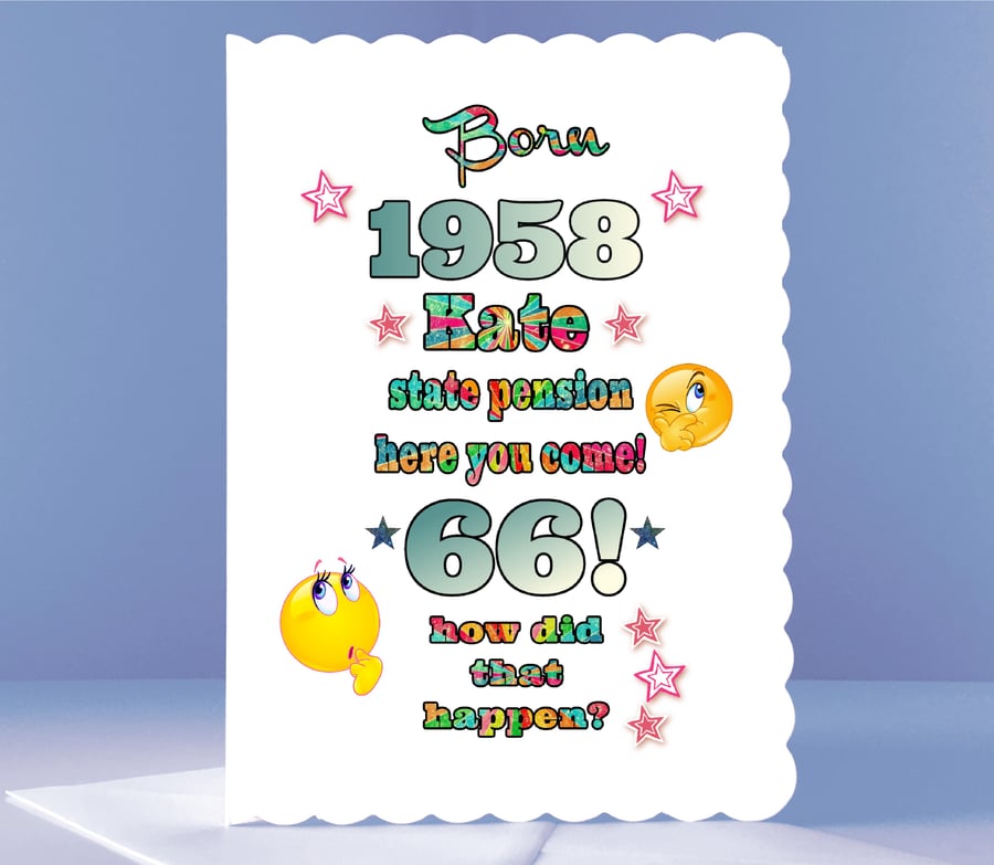 Personalised 66th Birthday Card - New Pensioner... - Folksy