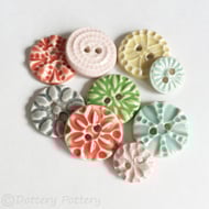 Set of nine little ceramic handmade buttons - Folksy