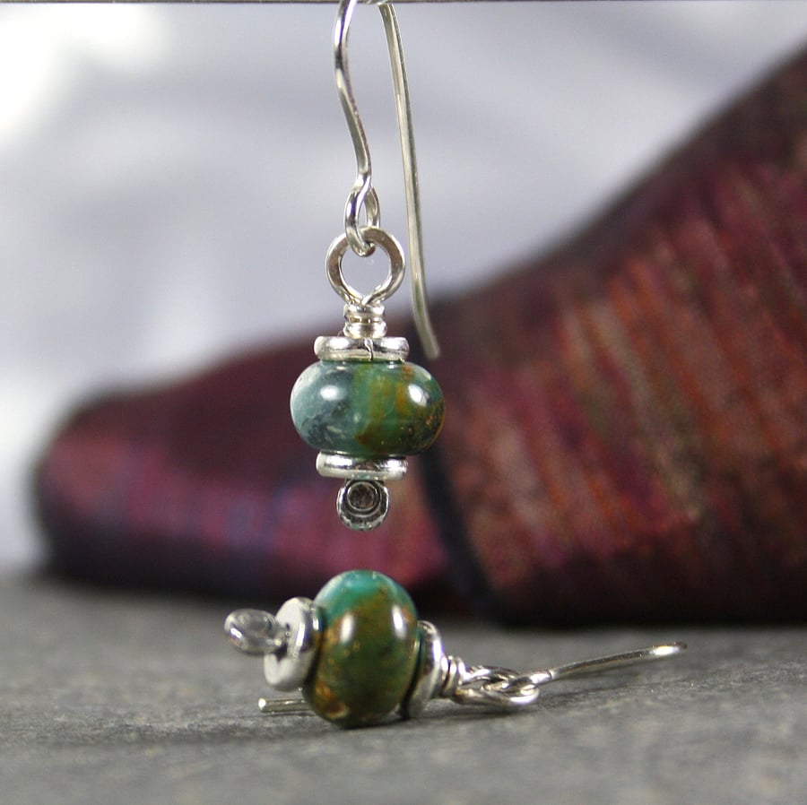 Peruvian opal sterling silver earrings - Folksy