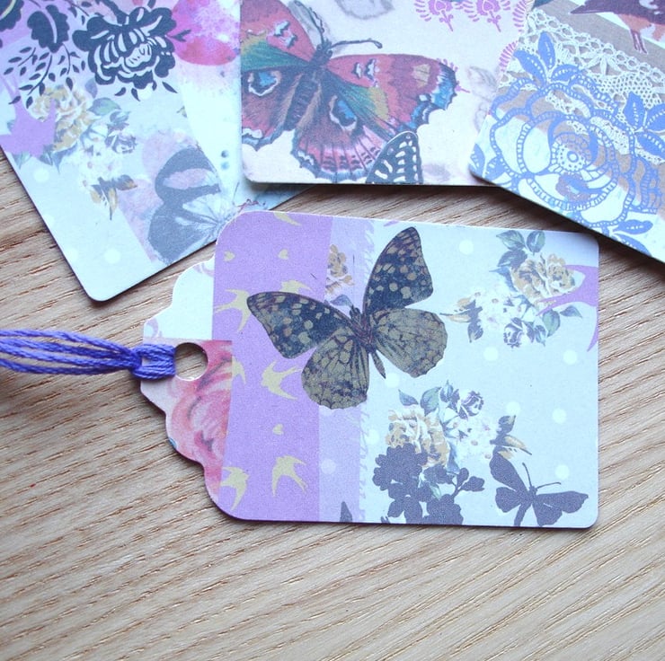 Pretty Patterned Gift Tags Set 5 (Pack of 4) - Folksy