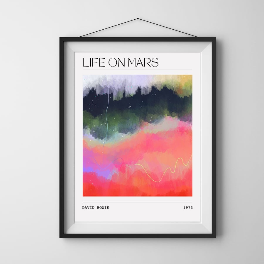 Music Poster Bowie - Life On Mars Abstract Pain... - Folksy