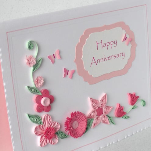 Quilled anniversary card - Folksy