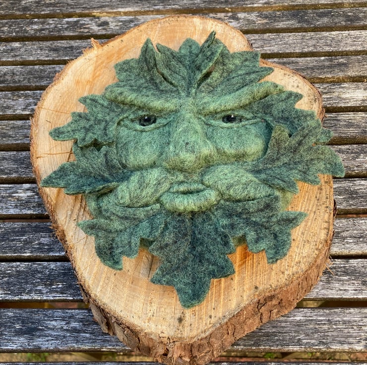 Needle felted Green man wall plaque, woollen sc... - Folksy