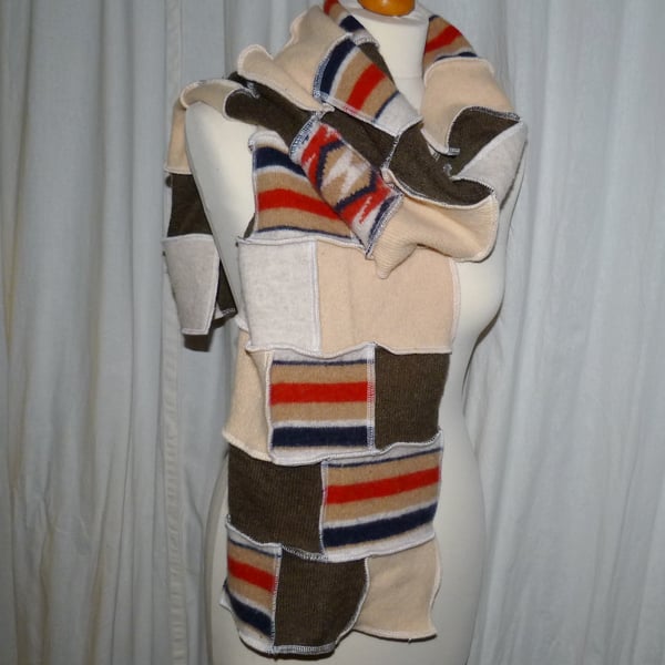 Upcycled Patchwork Wool and Mohair Long Scarf. ... - Folksy