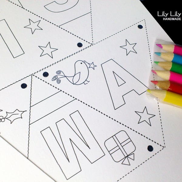Christmas Colour in Bunting Craft Kit - Folksy