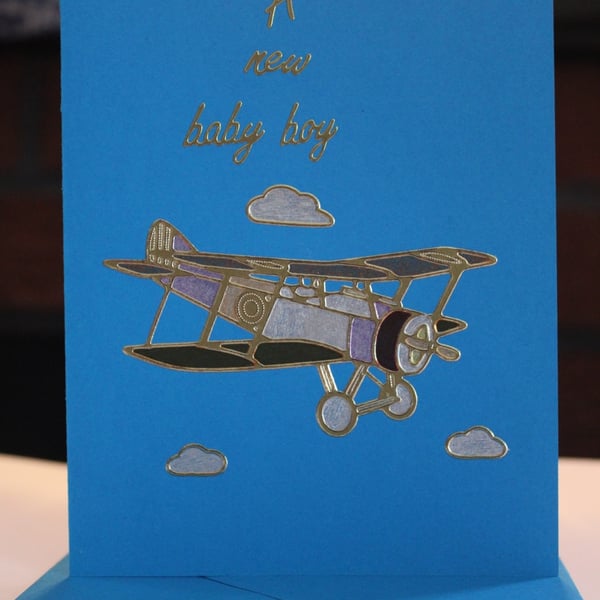 Blue Aeroplane New Baby Boy Card - Folksy