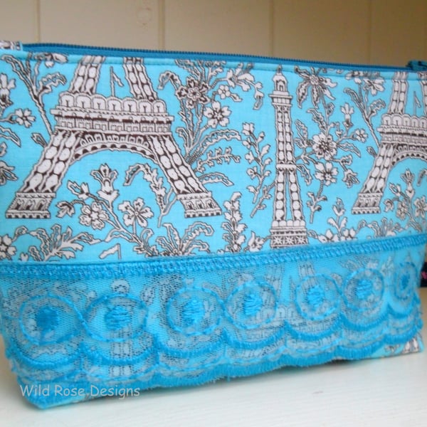 Make Up Bag in blue - Folksy