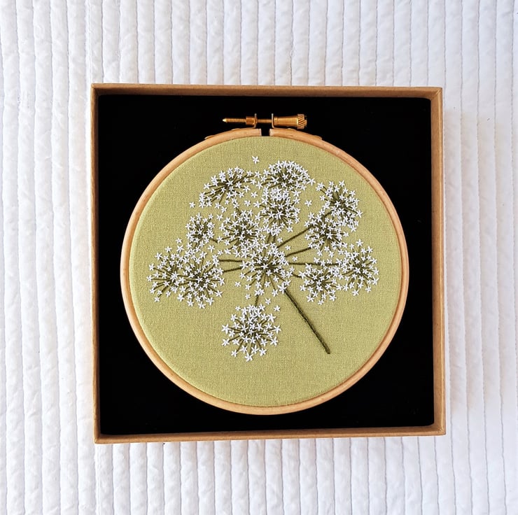 Hand stitched ground elder wildflower embroider... - Folksy