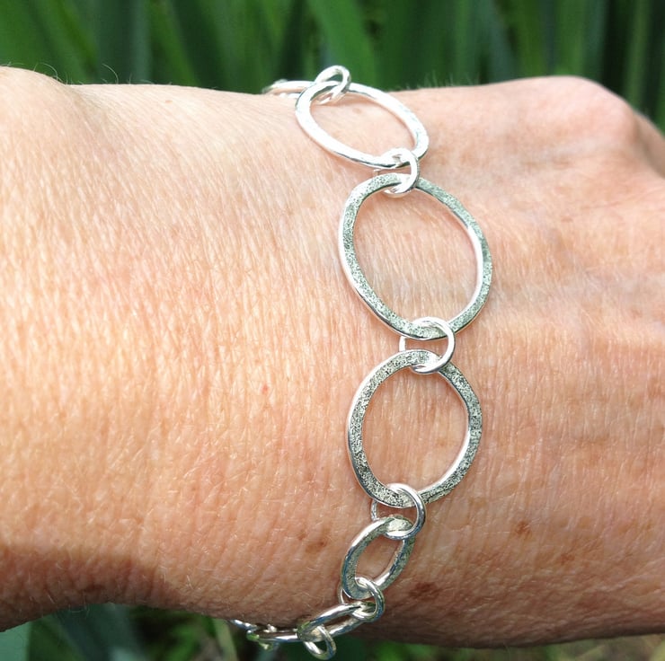 Sterling silver chain link bracelet - Folksy
