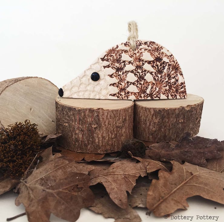 Pottery Hedgehog hanging decoration ceramic Hed... - Folksy