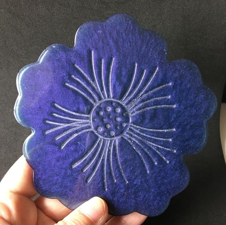 Purple night sky flower coaster with heat resis... - Folksy