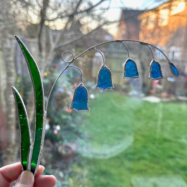 Stained Glass Bluebell Suncatcher - Handmade Ha... - Folksy