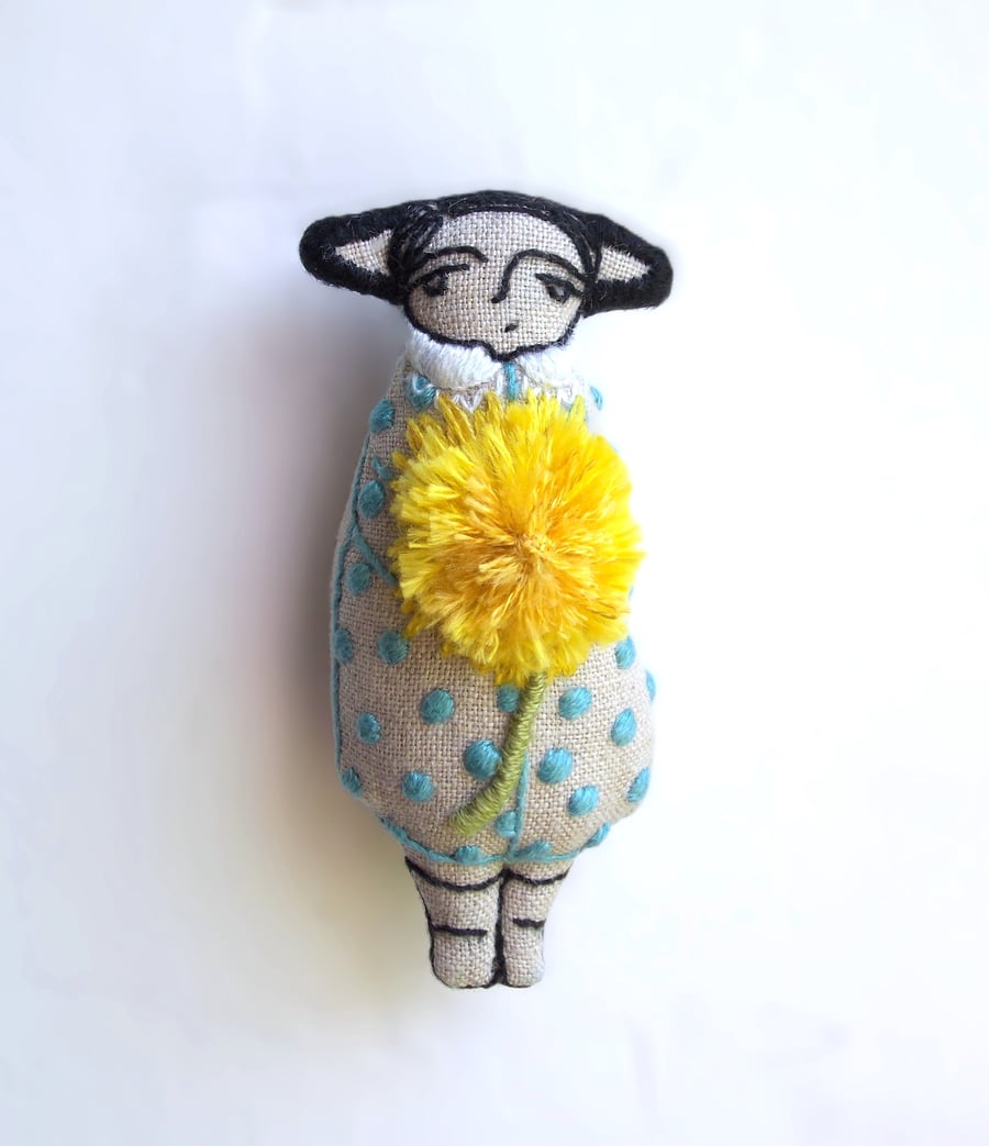 Gorse Fae with Dandelion - A Miniature Hand Emb... - Folksy