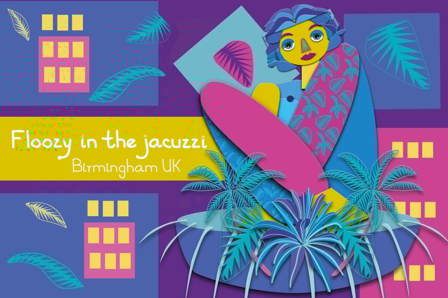 Flozzy In The Jacuzzi Postcard - Folksy