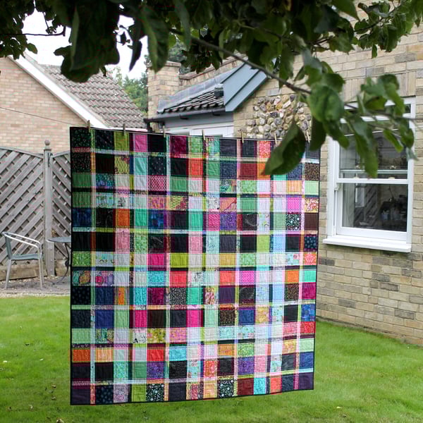 Modern patchwork quilt - throw size - Folksy