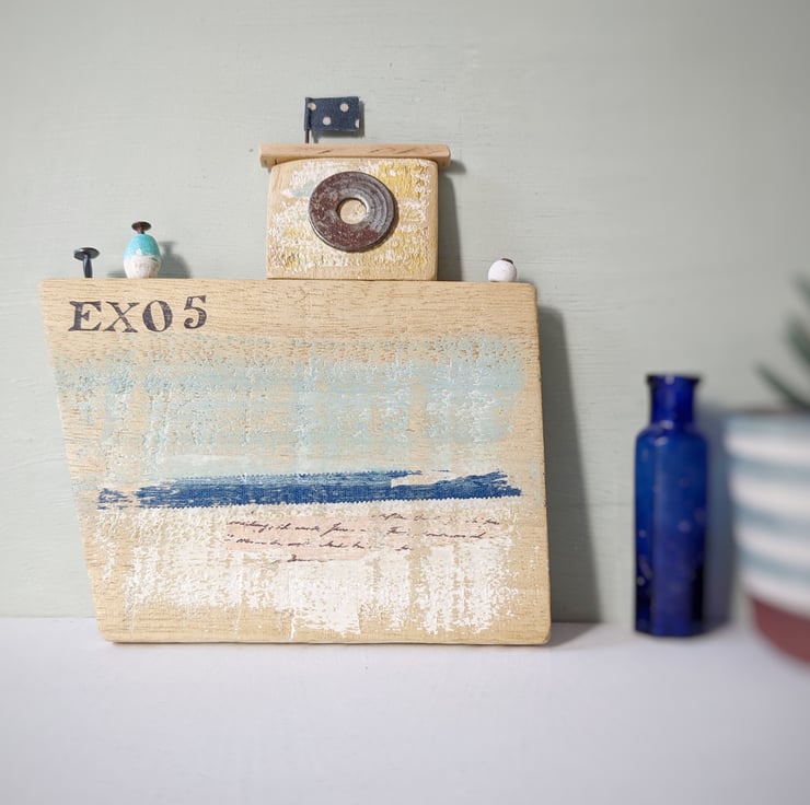 Rustic Painted Wooden Boat Hanging Exmouth - Folksy