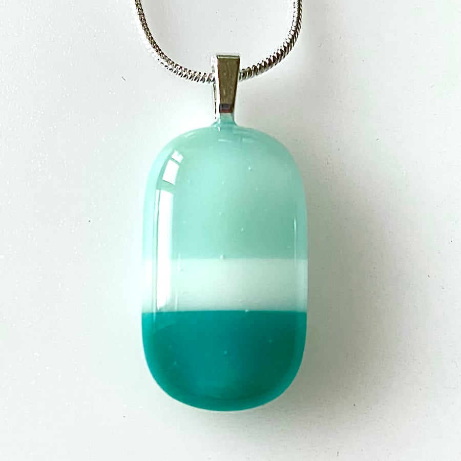 Teal Stripe Pendant Necklace - Folksy