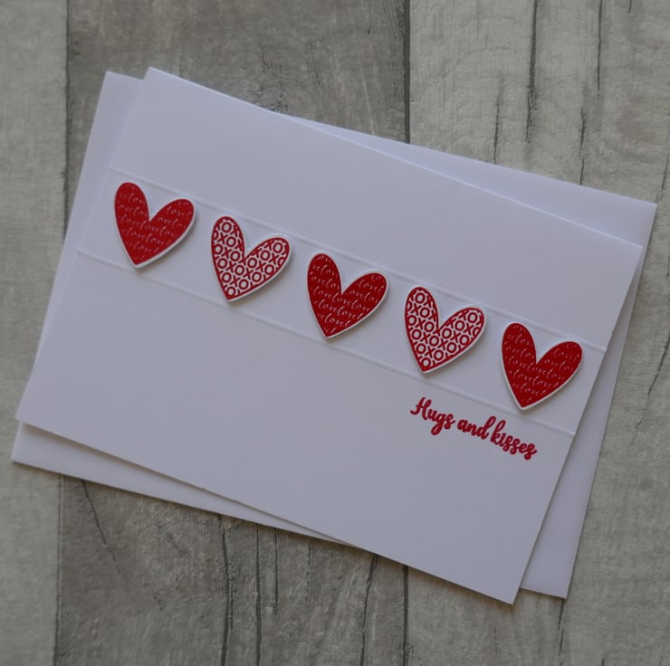 Bright Red Embossed Hearts - Hugs and Kisses - ... - Folksy