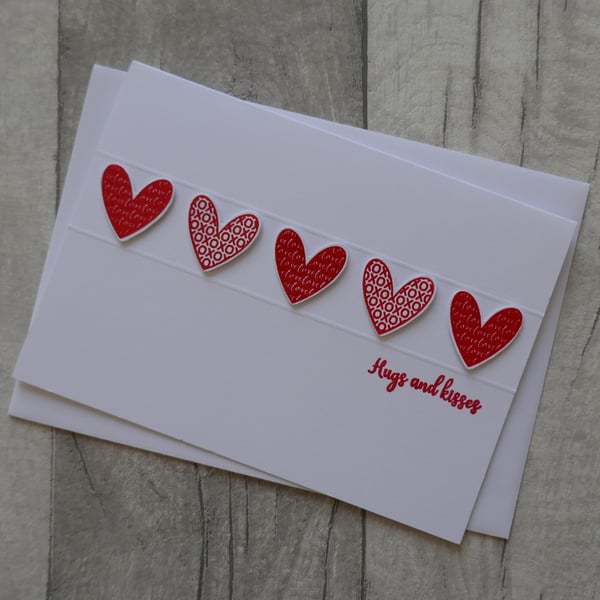 Bright Red Embossed Hearts - Hugs and Kisses - ... - Folksy