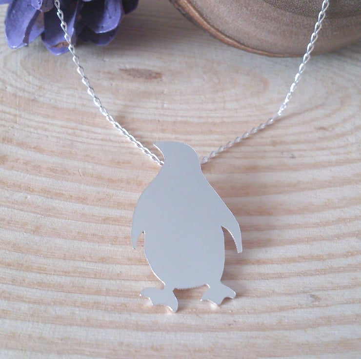 Sterling Silver Penguin Necklace - Folksy