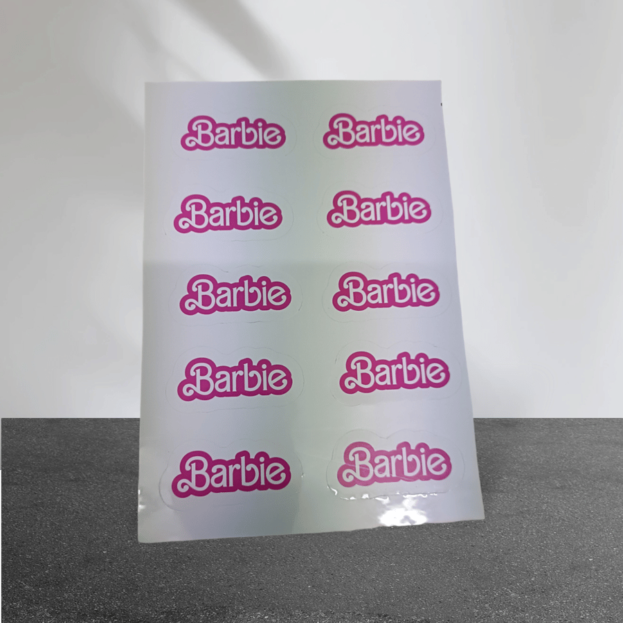 Personalised pink doll stickers, party, gift ba... - Folksy