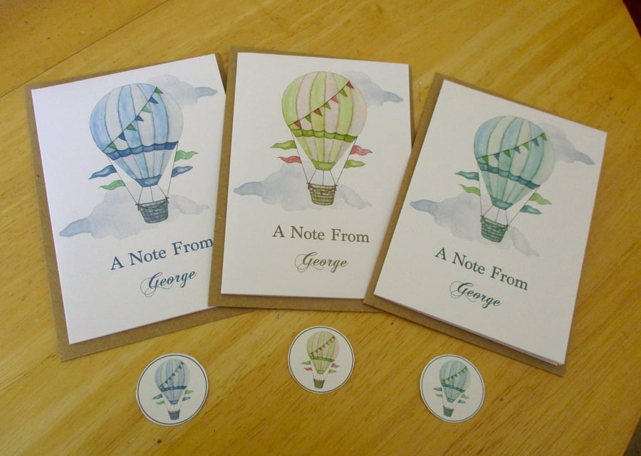 Hot Air Balloon Notelet Set x 6 with Envelopes ... - Folksy