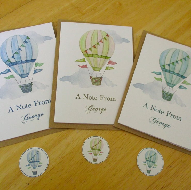 Hot Air Balloon Notelet Set x 6 with Envelopes ... - Folksy