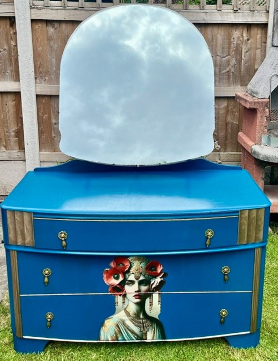 Upcycled Vintage Dressing Table with Mirror – P... - Folksy