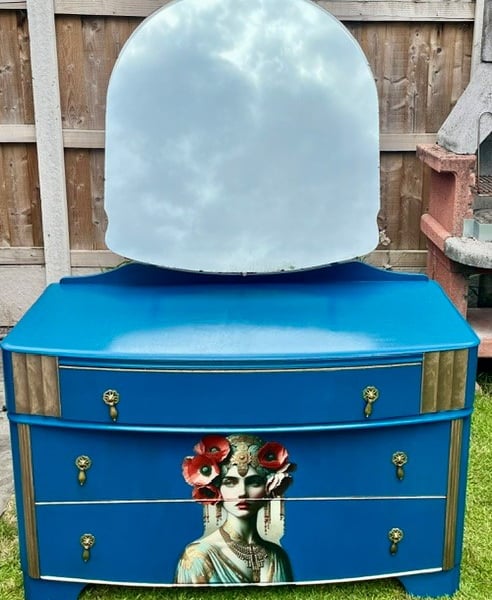 Upcycled Vintage Dressing Table with Mirror – P... - Folksy