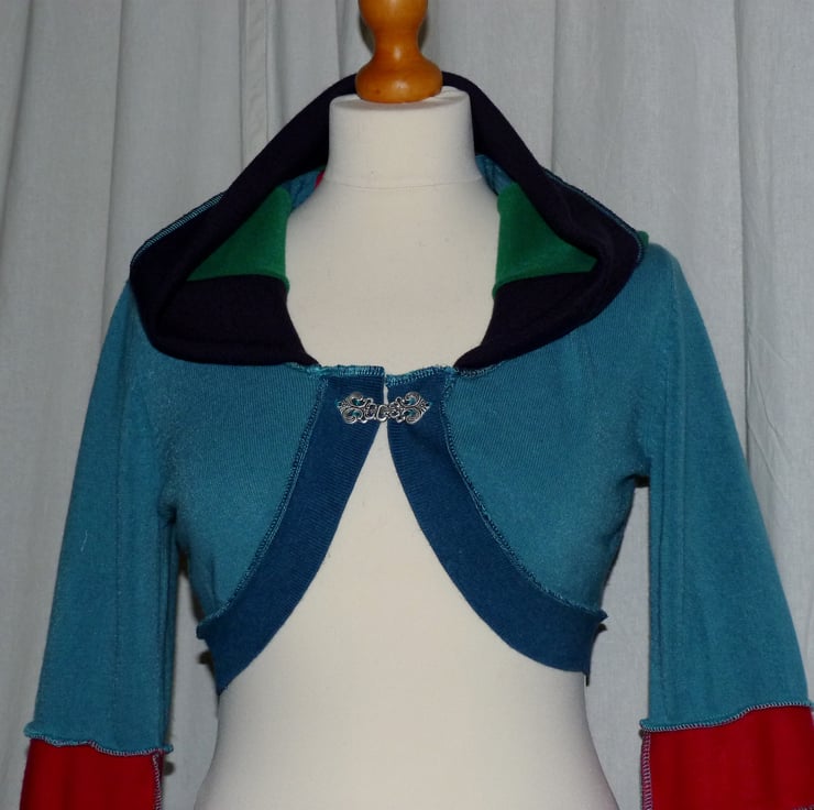 Upcycled Shrug with Long Hood and Bell Bottom ... - Folksy