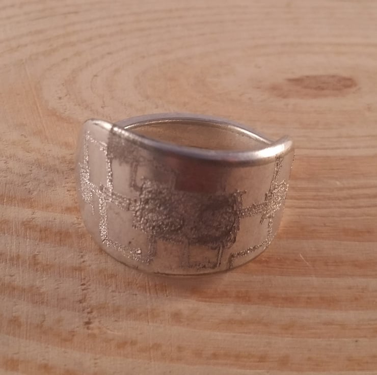 Upcycled Silver Plated Spoon Handle Ring With E... - Folksy