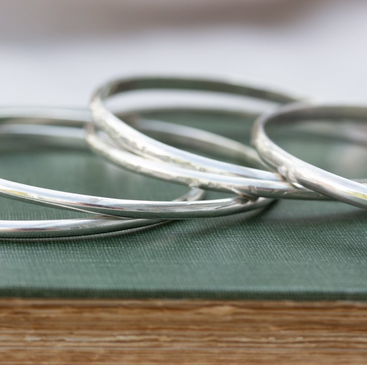 Sterling Silver Solid Slim Bangle, Hallmarked, ... - Folksy