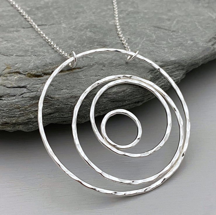 Large round silver statement necklace handmade ... - Folksy