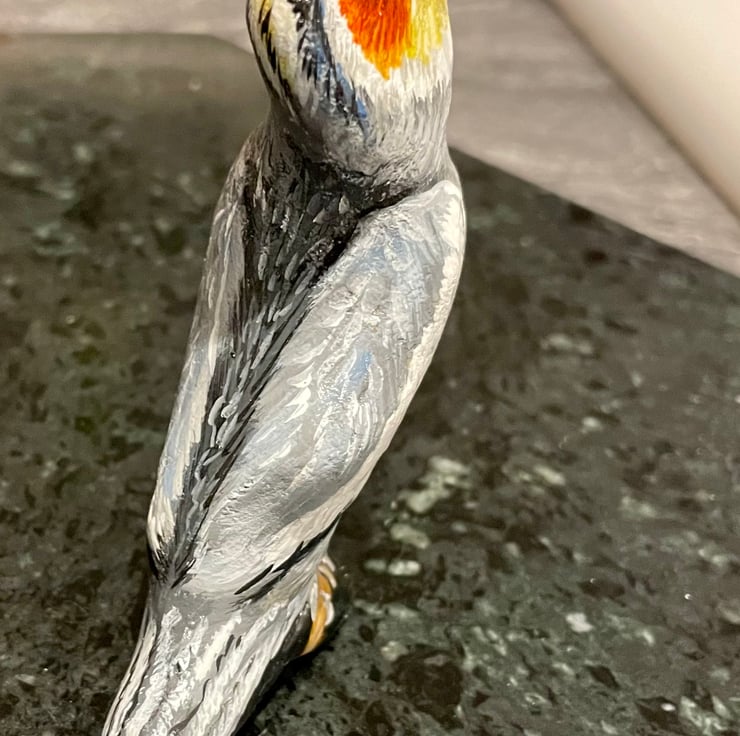 Cockatiel parrot hand painted pebble bird wildl... - Folksy